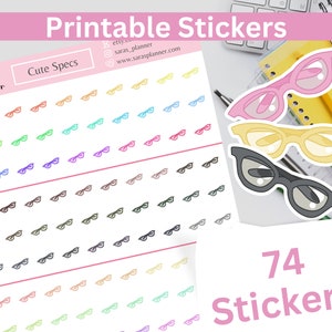Printable Cute Specs Planner Stickers, Instant Download Functional ...