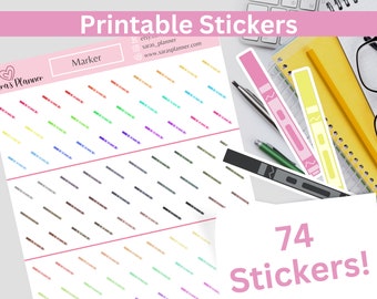 Printable Cute Star Clip Planner Stickers, Instant Download Functional ...