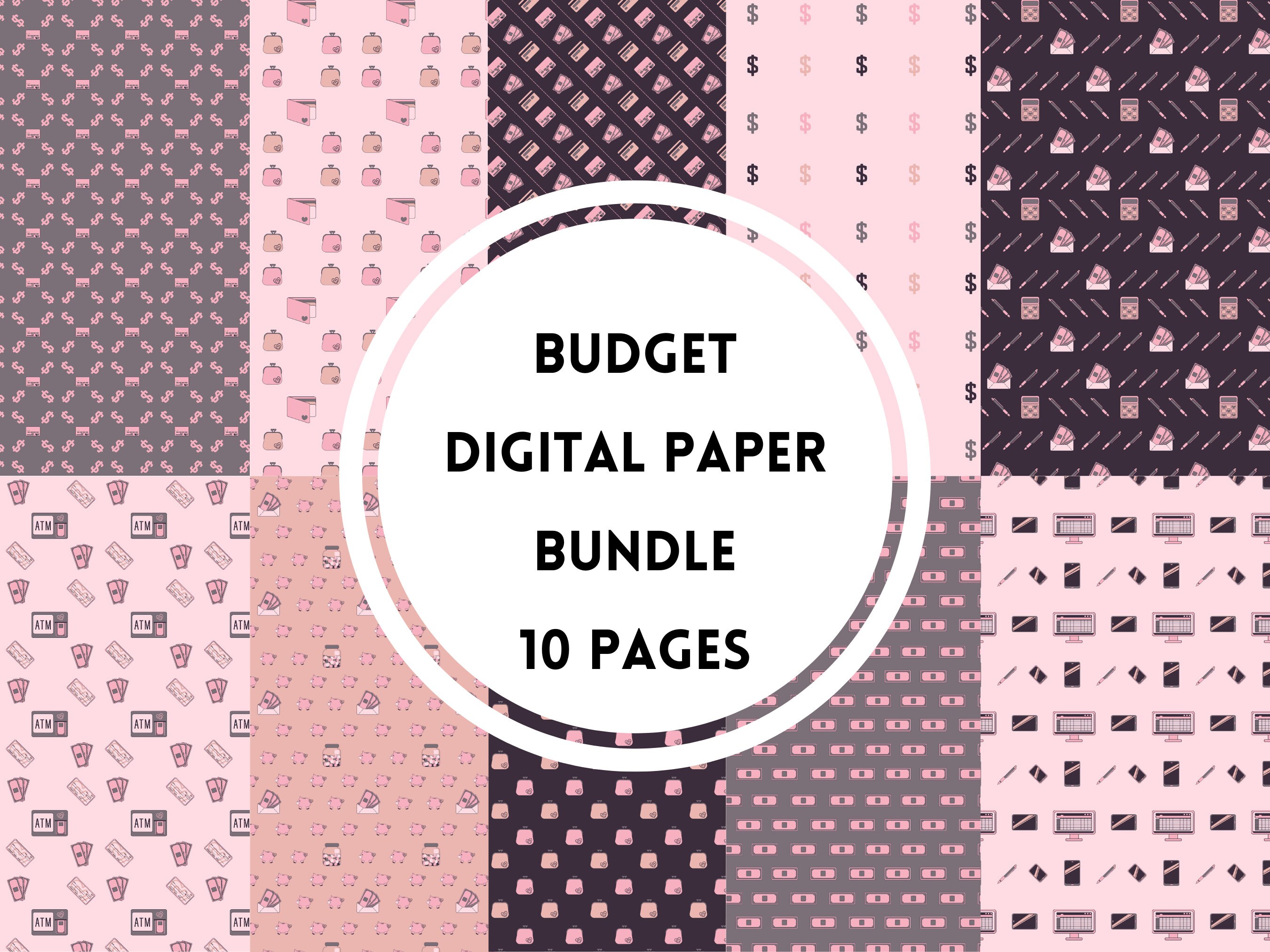 Budgeting Digital Paper Bundle, Planner Scrapbook Paper, Digital ...