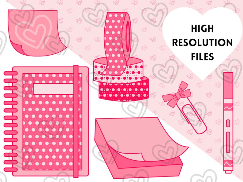 Pink Planner Clipart Bundle, Pink Pen Clipart, Planner PNG Bundle ...