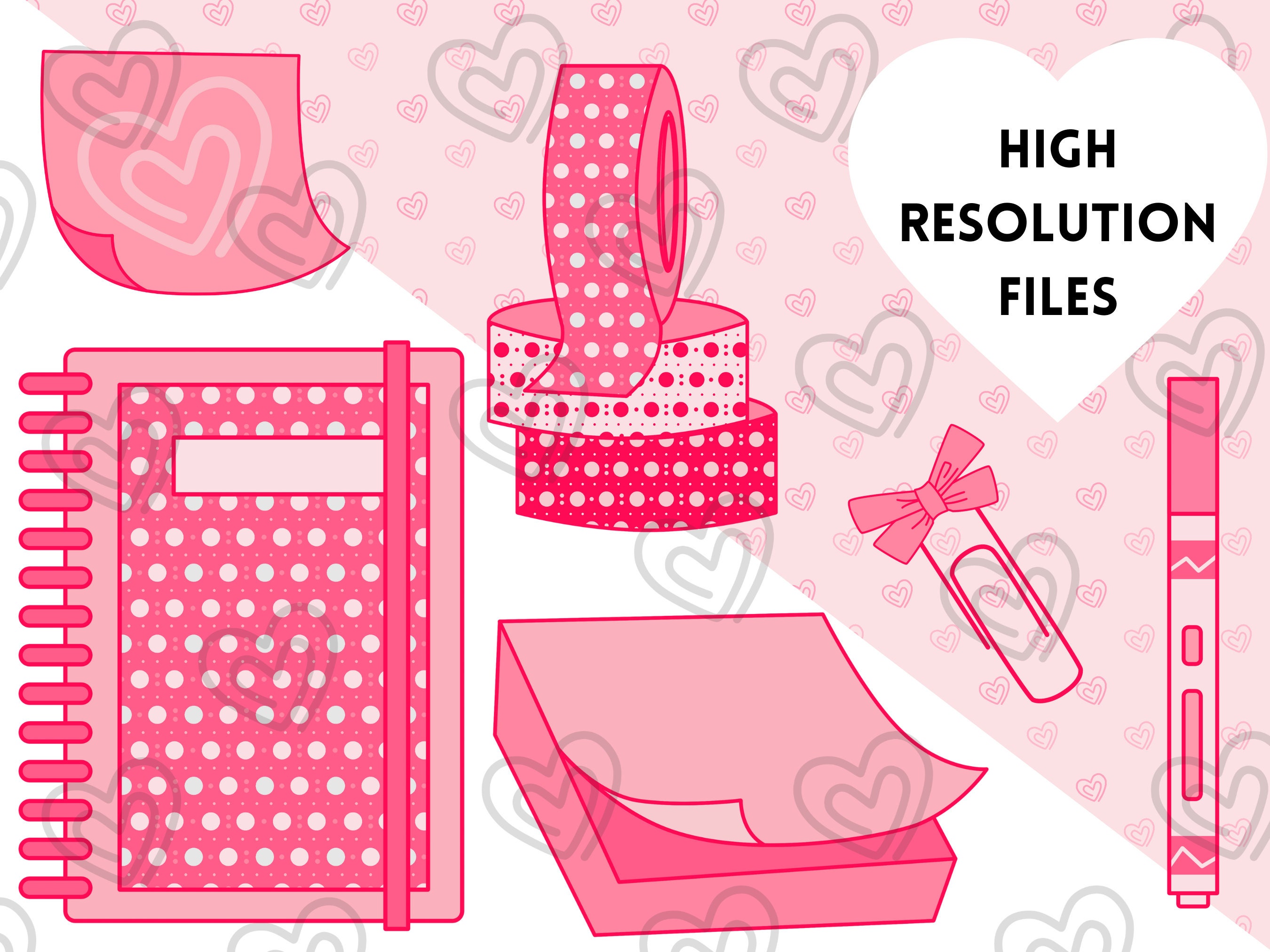 Pink Planner Clipart Bundle, Pink Pen Clipart, Planner PNG Bundle ...