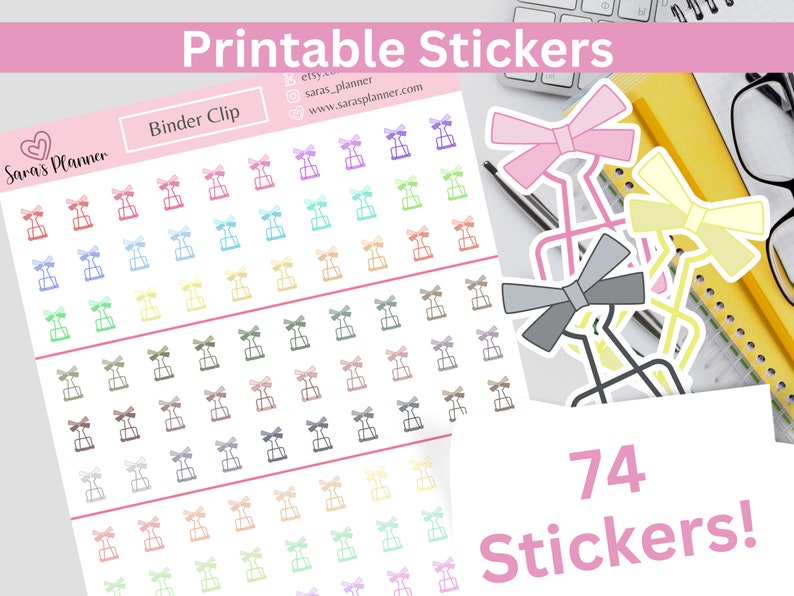 Printable Binder Clip Stickers, Instant Download Functional Planner ...