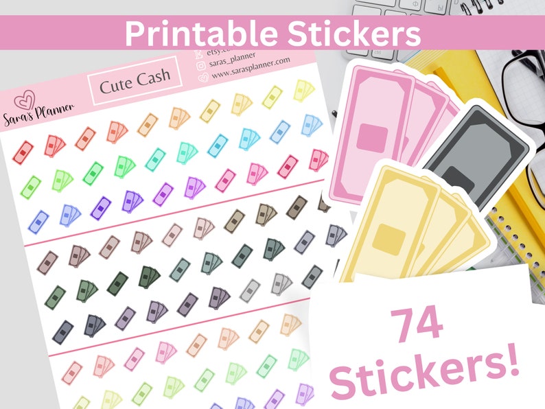 Printable Cute Cash Planner Stickers, Instant Download Functional ...