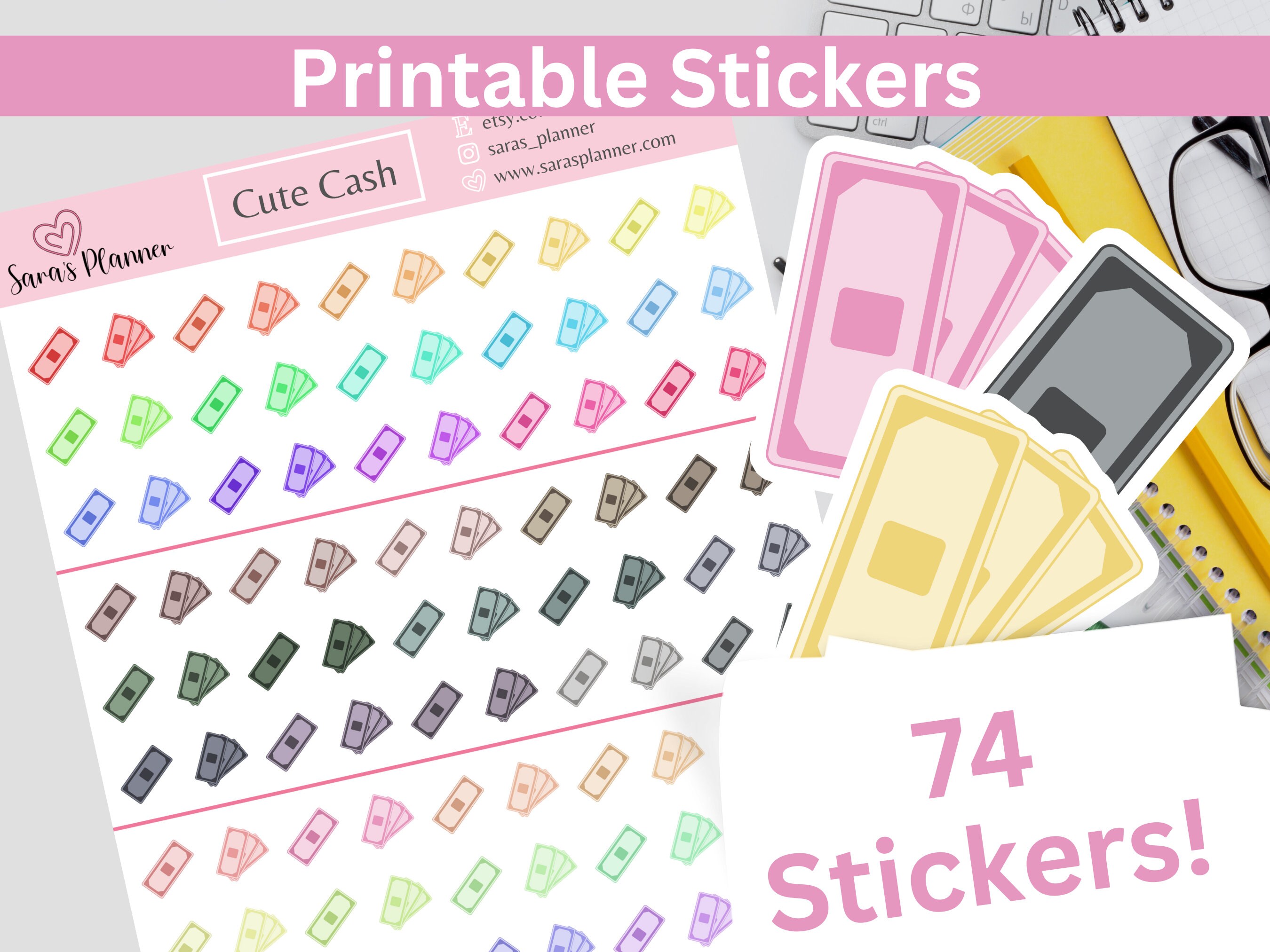 Printable Cute Cash Planner Stickers, Instant Download Functional ...