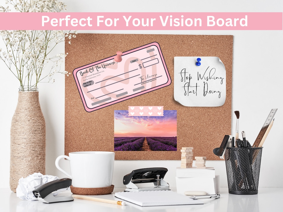 Money Manifestation Check Printable, Vision Board Instant Download PDF ...