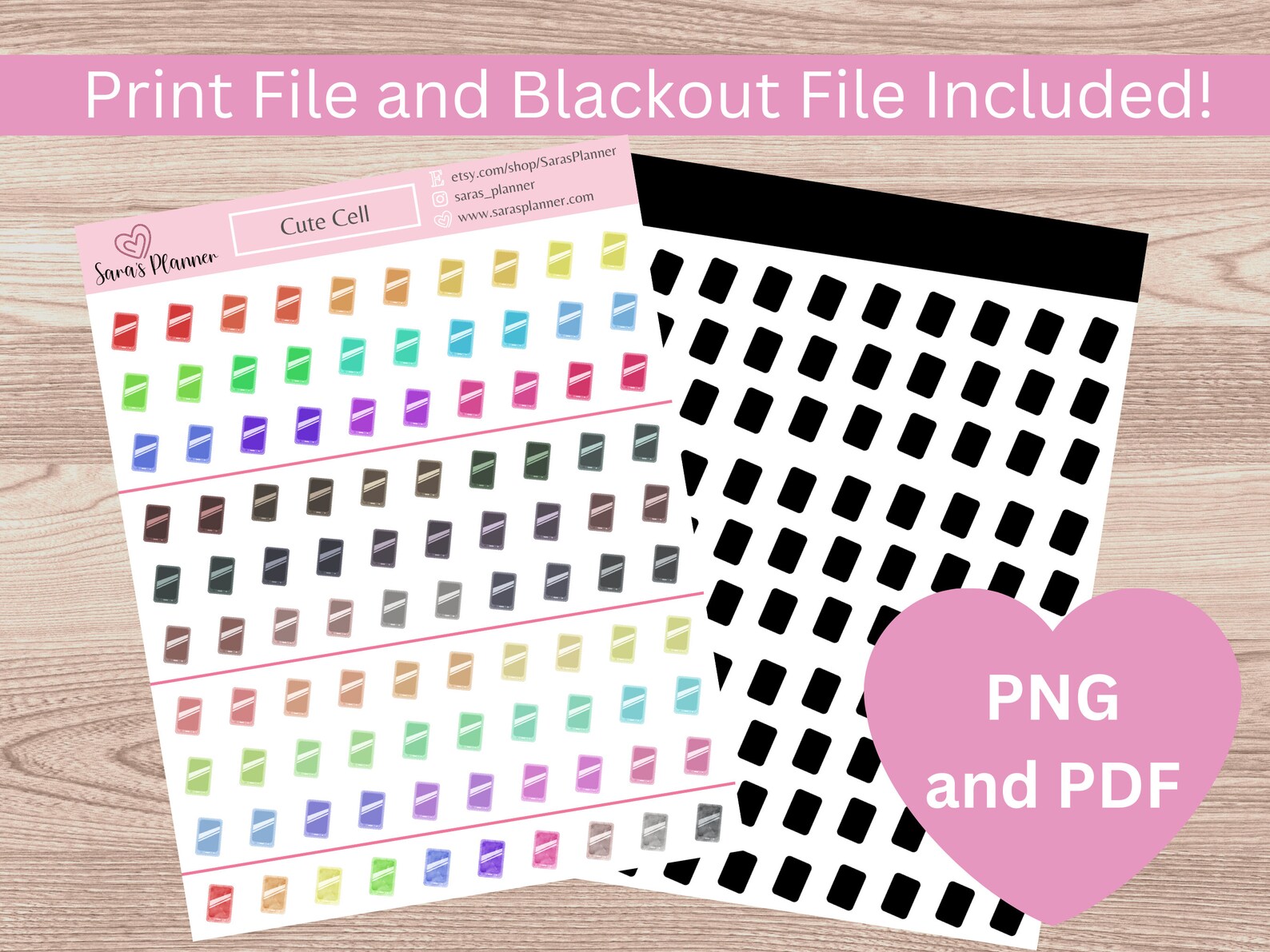 Printable Cute Cell Planner Stickers, Instant Download Functional ...