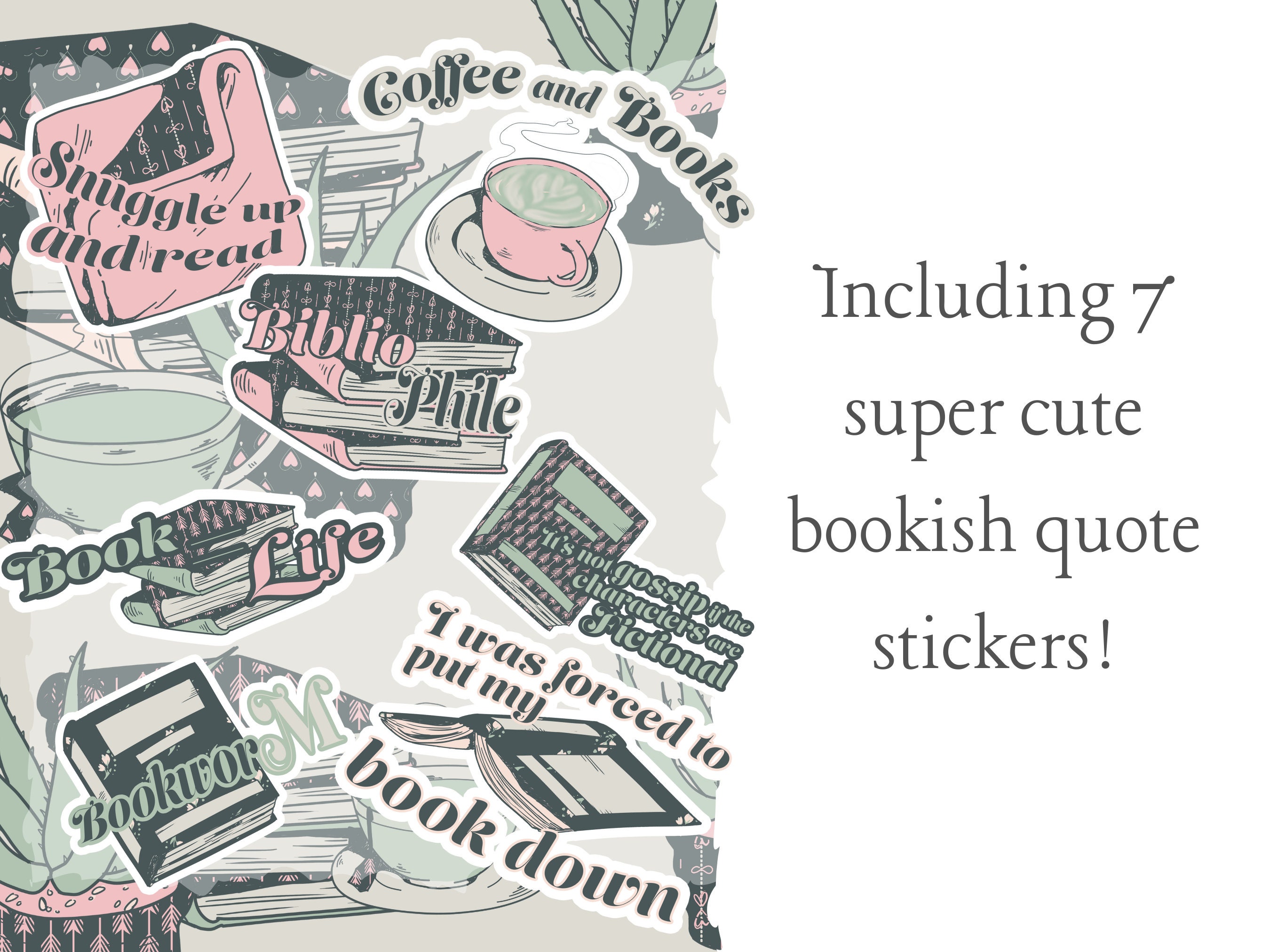 Book Lovers Digital Stickers, Bookish Printable Stickers, Bookworm ...