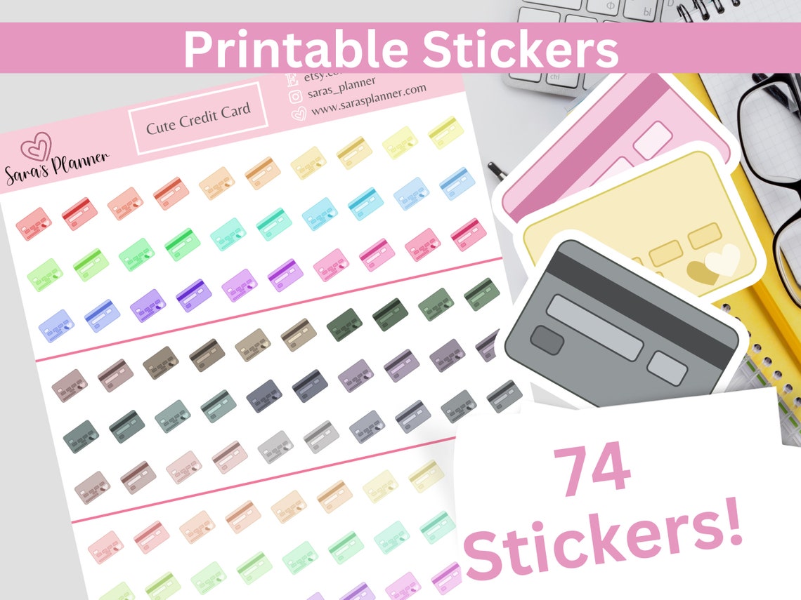 Printable Cute Credit Card Planner Stickers, Instant Download ...