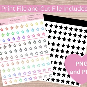 Printable Cute Star Clip Planner Stickers, Instant Download Functional ...