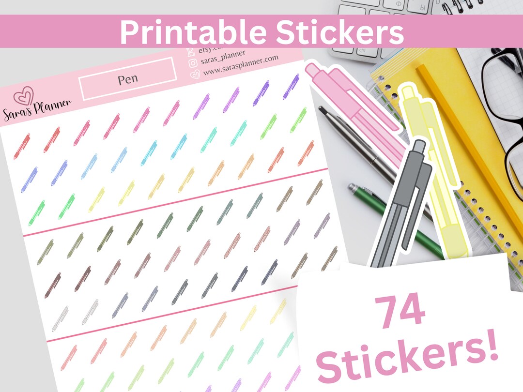 Printable Pen Planner Stickers, Instant Download Functional Planner ...