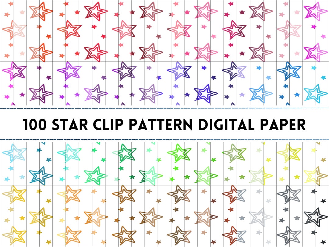 Bright Star Clip Digital Paper Pack, 100 Pieces Pastel Star Clip ...
