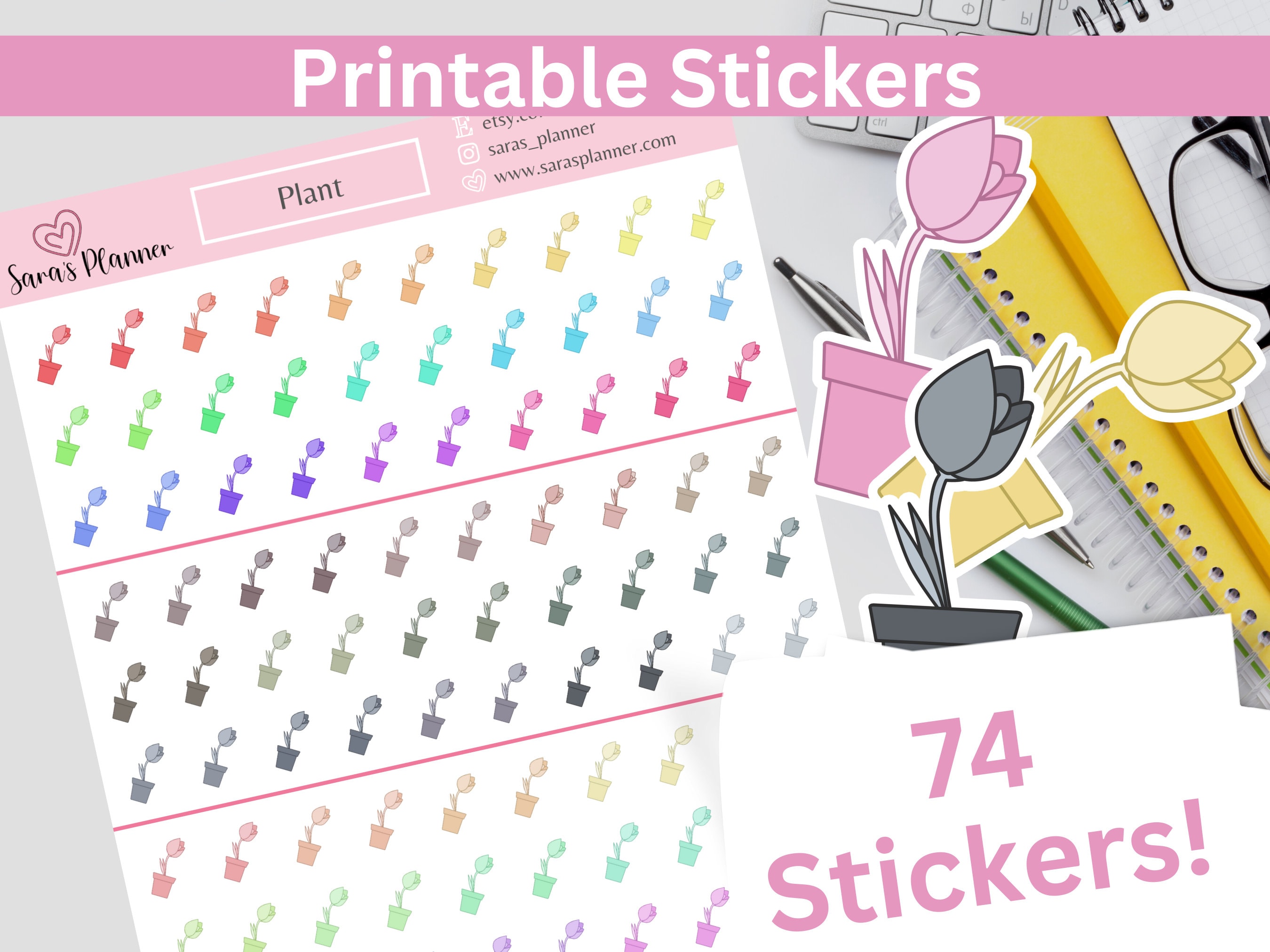 Printable Plant Planner Stickers, Instant Download Functional Planner ...