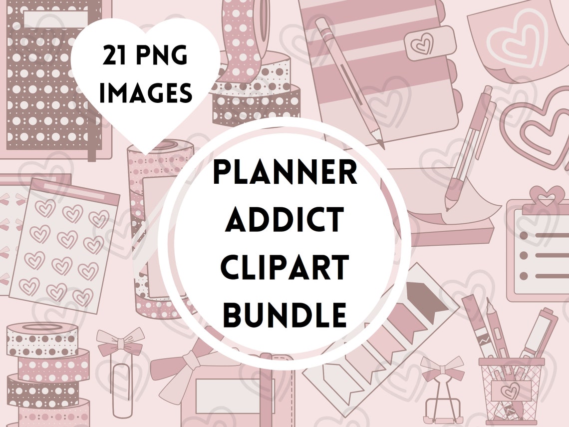 Peach Planner Clipart Bundle, Peach Pen Clipart, Planner PNG Bundle ...