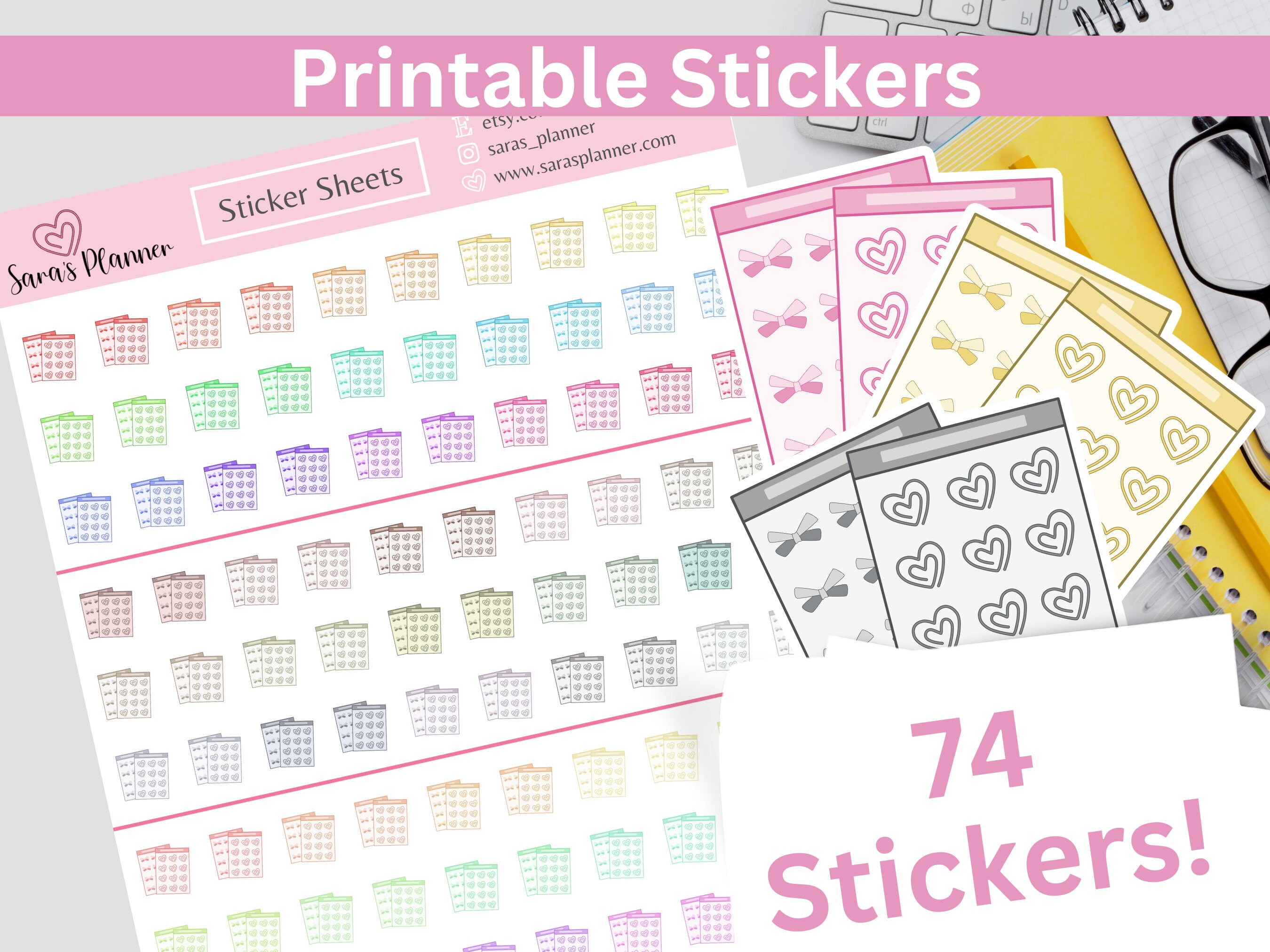 Printable Sticker Sheet Stickers, Instant Download Functional Planner ...