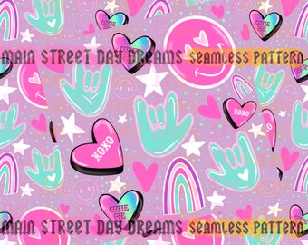 American Sign Language Fabric Asl I Love You Signs in Orchid by ...