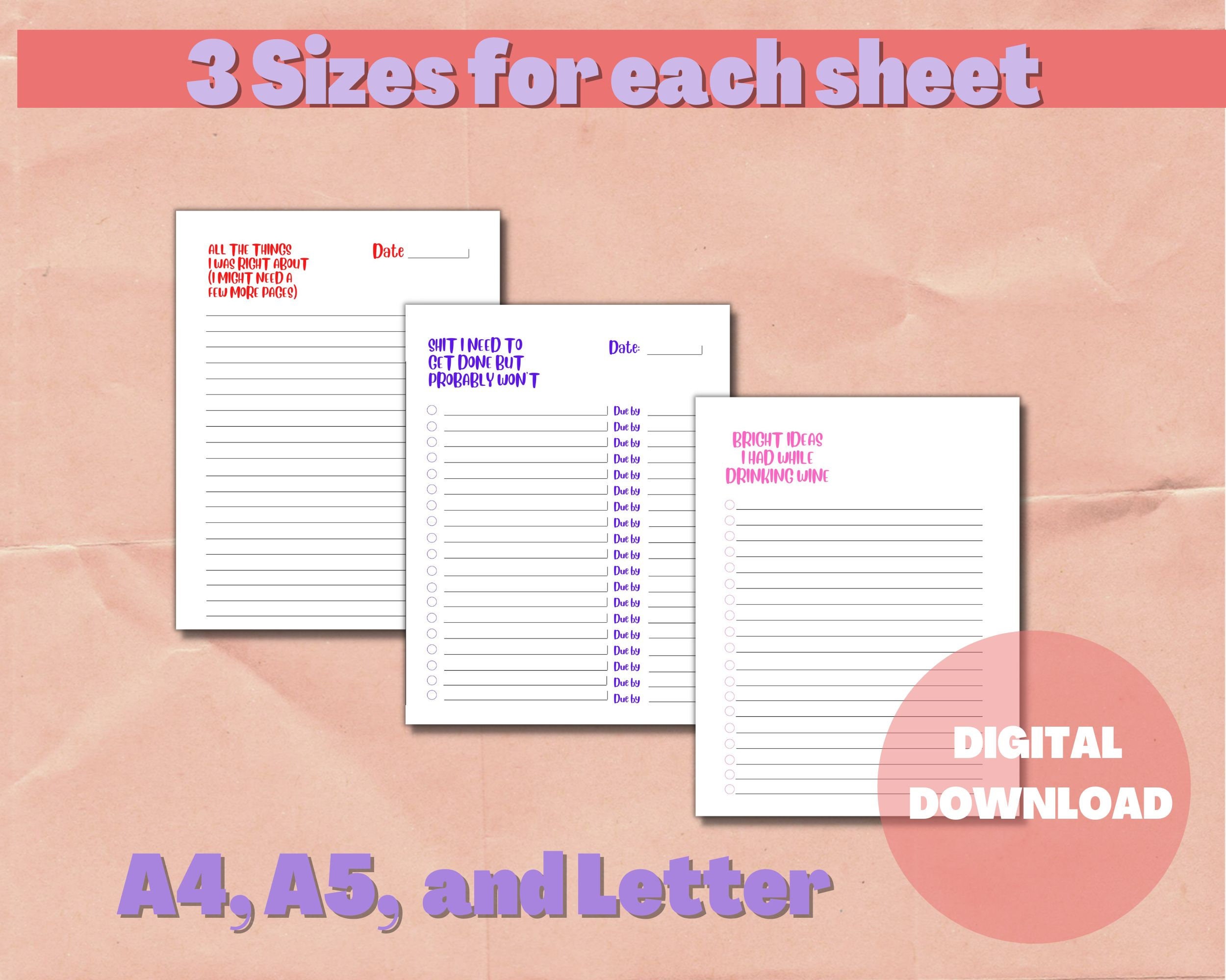 What the Hell 3 Page Bundle for Lists, Checklists, Grocery, Shopping ...