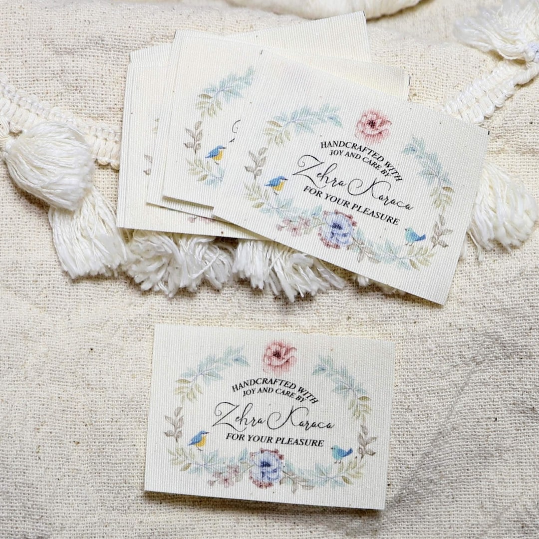 2,751x1,96inc1000pcs Custom Cotton Labels Vintage Flower Design,fabric ...