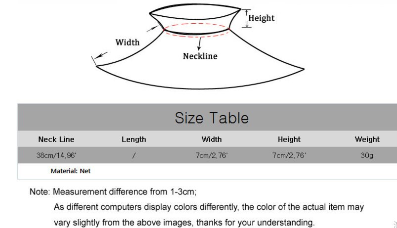 Retro Party Victorian Court Fake Mesh Collar, Vintage Style Comfortable ...