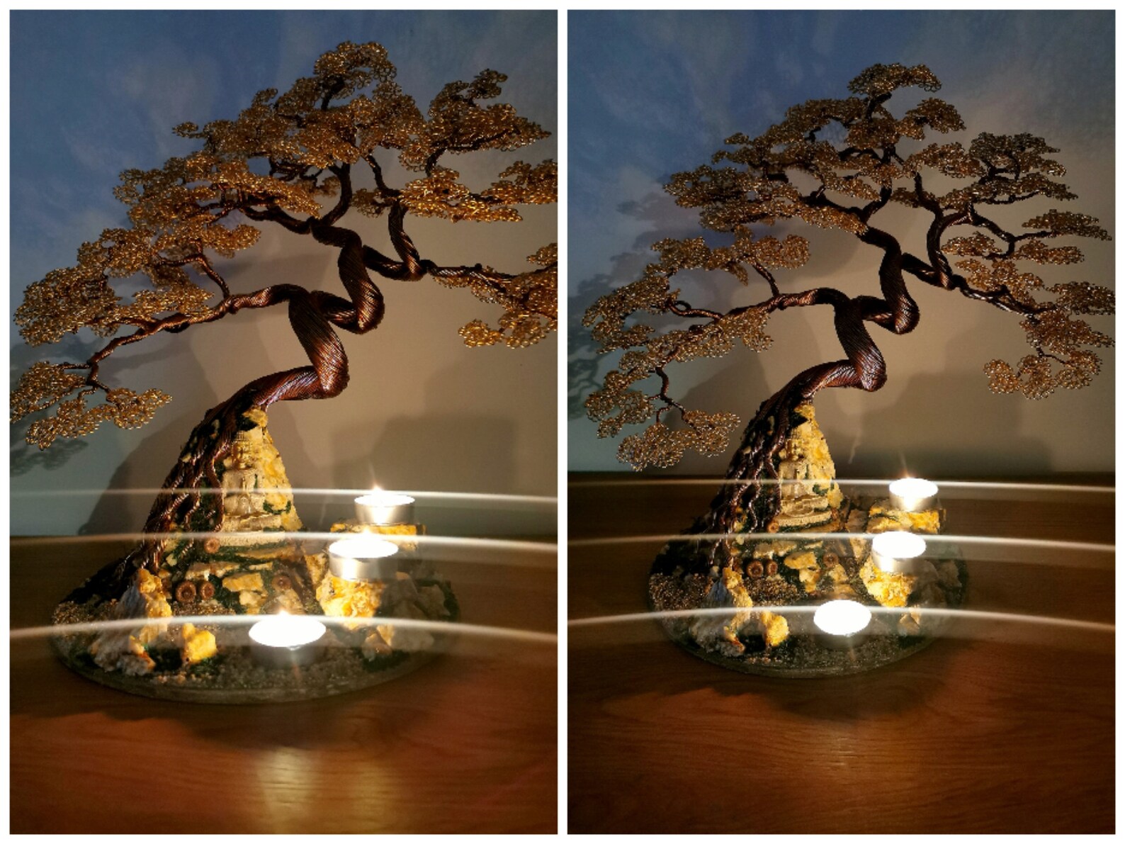 Golden Buddha, Handmade Wire Bonsai Tree, 40cm/ 15.7in, Meditation ...