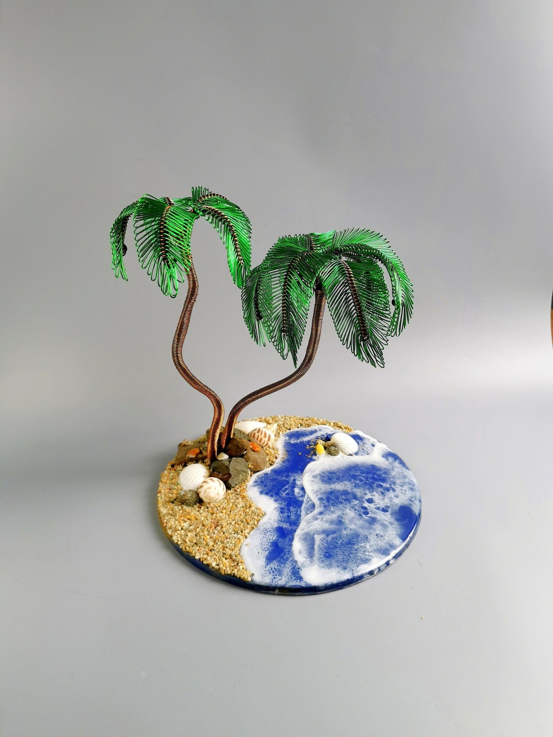 Handmade Palm Tree, 23cm/9, Beach Lover, Wire Bonsai Tree, Beach in a ...
