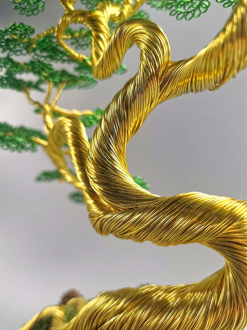 Handmade Gold Wire Bonsai Tree, Green Ceramic Pot (33cm/13 Inch) - Etsy