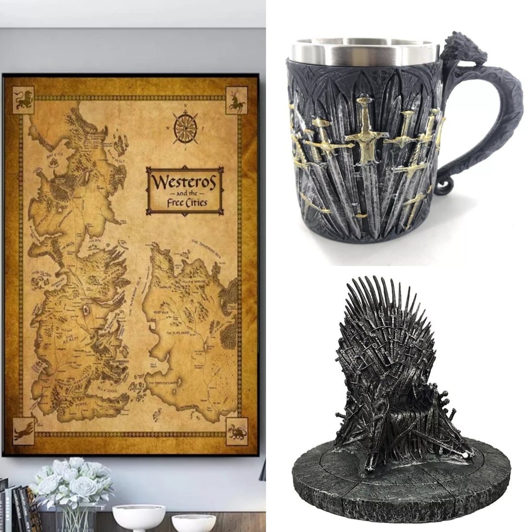 Westeros Map, Iron Throne Replica, Iron Throne Coffee Mug | Game of ...