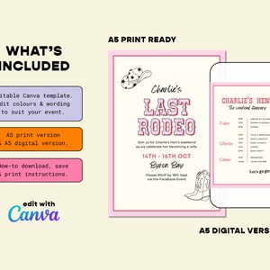 Hens Party Invitation & Itinerary, Bachelorette Invitation, Cowgirl ...