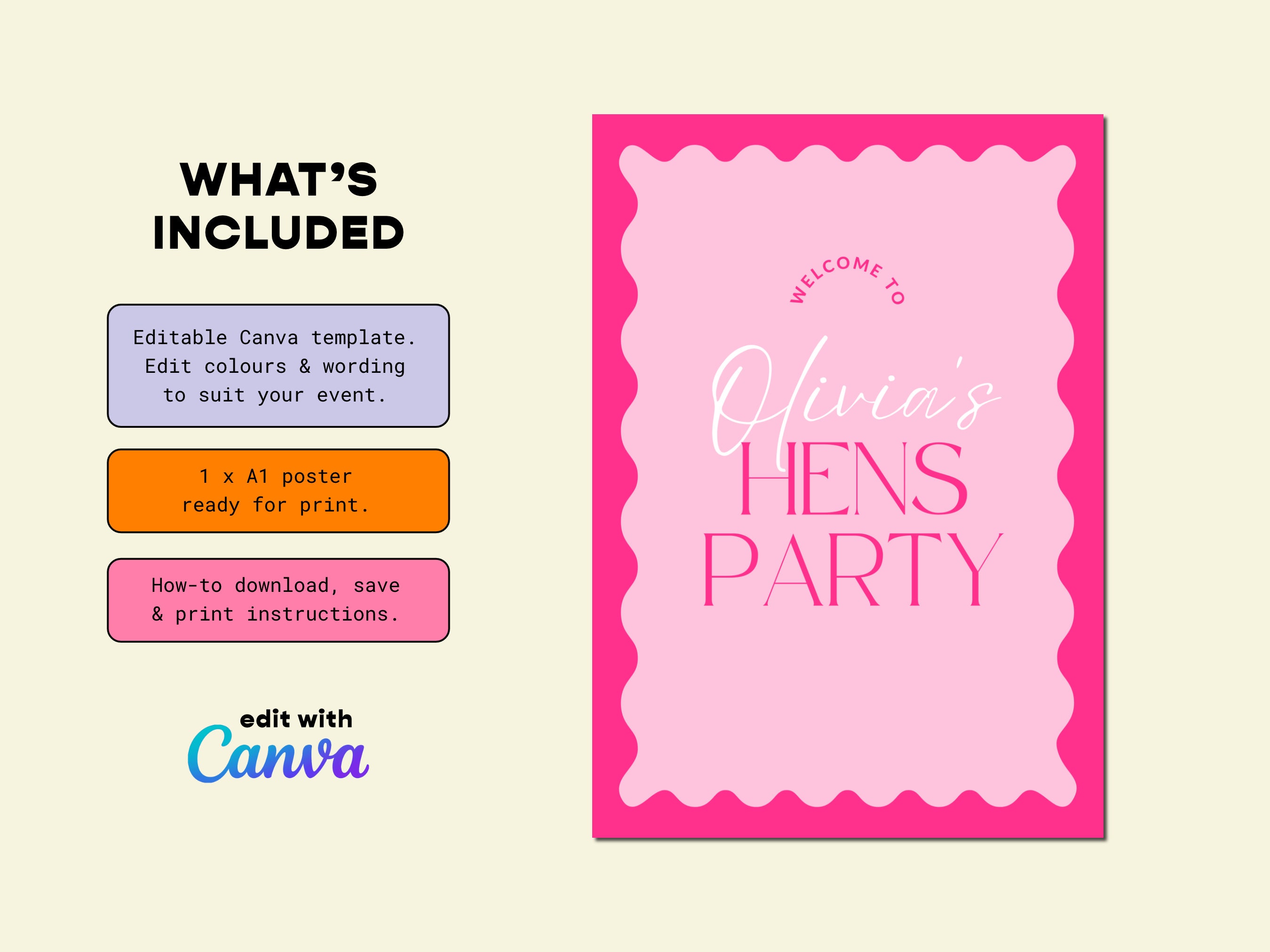 Hens Welcome Sign, Bachelorette Sign, Printable Hens Sign, DIY Hens ...