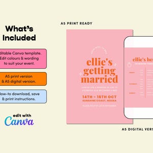 Hens Party Invitation & Itinerary, Bachelorette Invitation, Printable ...