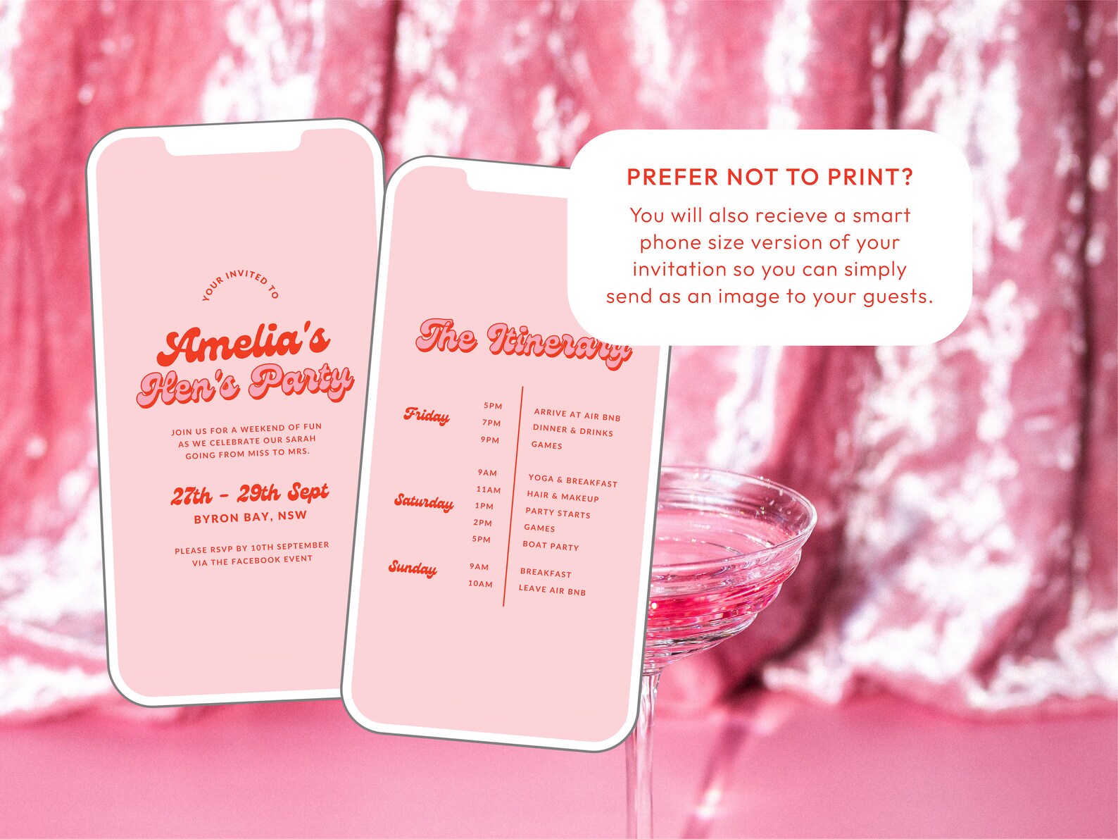 Hens Party Invitation & Itinerary Bachelorette Invitation - Etsy