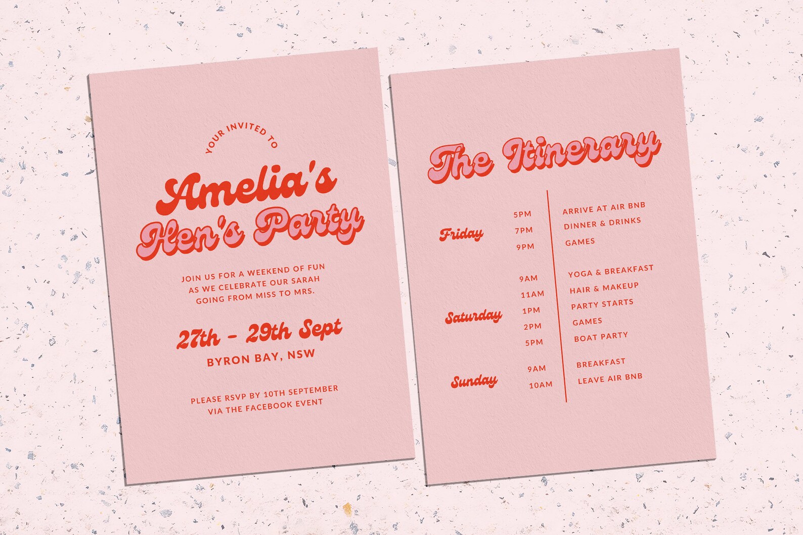 Hens Party Invitation & Itinerary, Bachelorette Invitation, Printable ...
