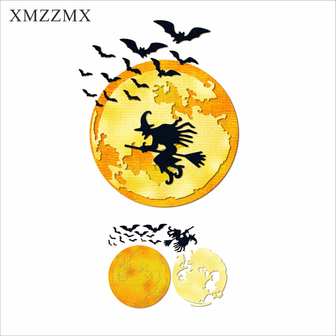 XMZZMX Halloween Full Moon Metal Cutting Dies for Card Making Embossing ...