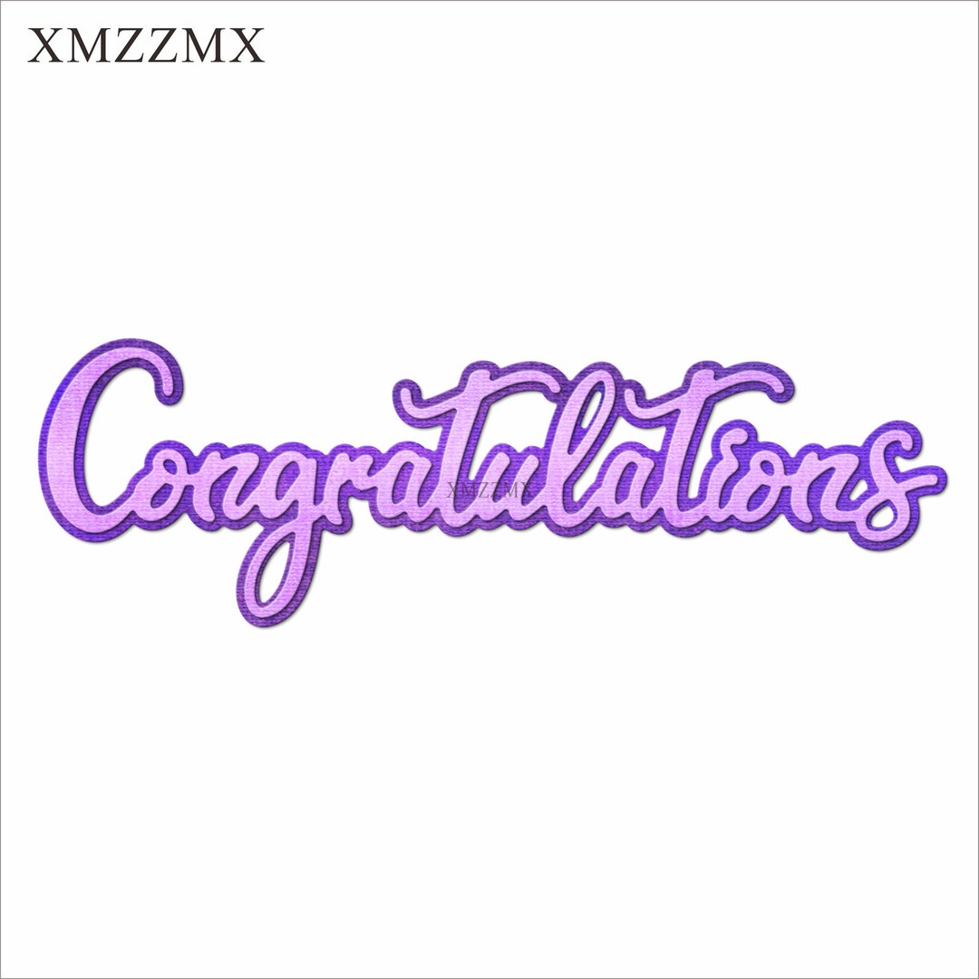 XMZZMX Shadow Words Congratulations Metal Cutting Dies for Card Making ...
