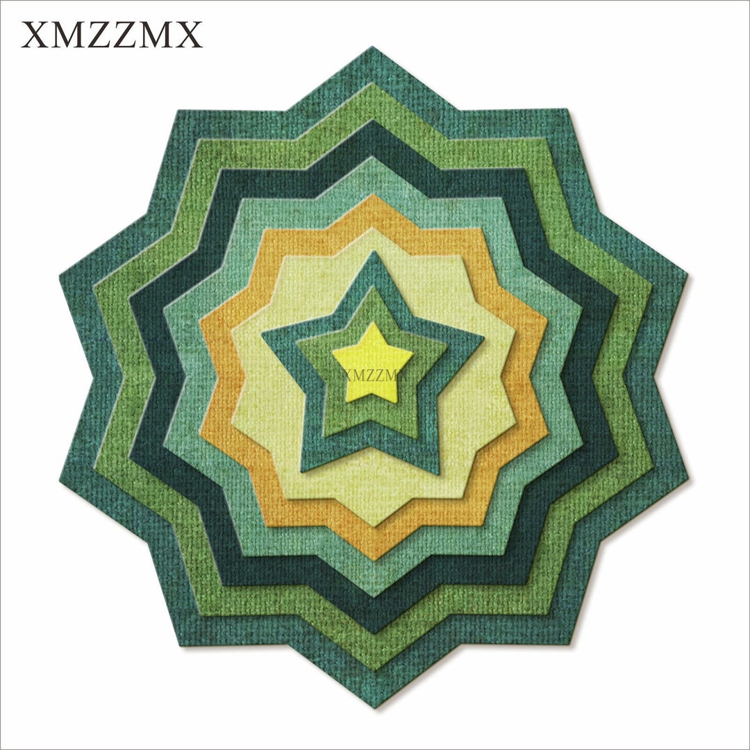 XMZZMX Shadow Pentagram Border Metal Cutting Dies for Card Making ...