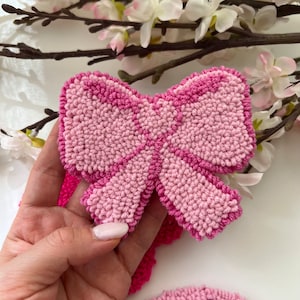 Pink Bow Coaster, Cherry Punch Needle Coaster,cherry and Bowl Mug Rugs ...