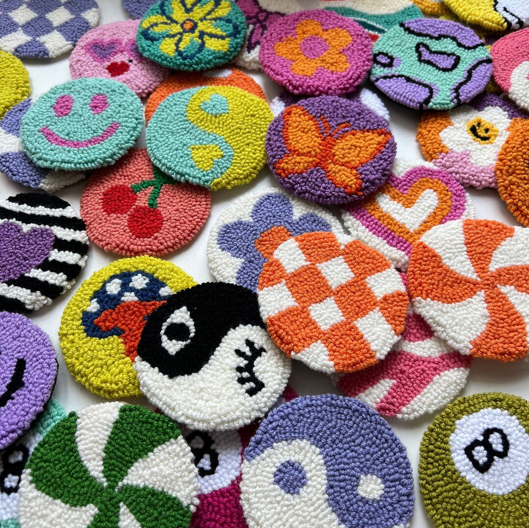 Cute Set of 2 Car Coaster,punch Needle Car Accessories, Best Gift Idea ...