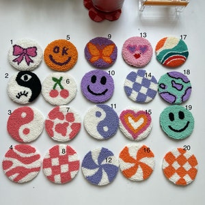 Cute Set of 2 Car Coaster,punch Needle Car Accessories, Best Gift Idea ...