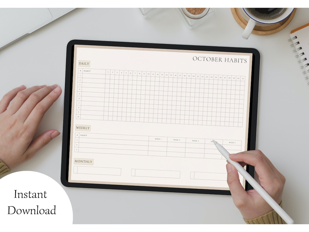 Habit Tracker Calendar Monthly Tracker Daily Tracker - Etsy