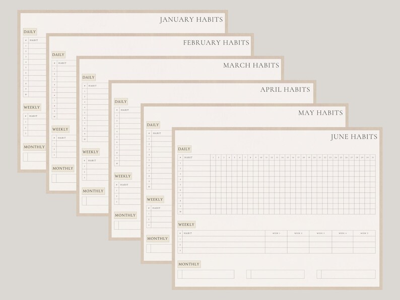 Habit Tracker Calendar Monthly Tracker Daily Tracker - Etsy