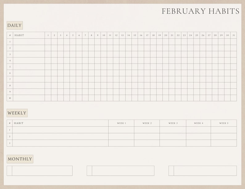 Habit Tracker Calendar Monthly Tracker Daily Tracker - Etsy