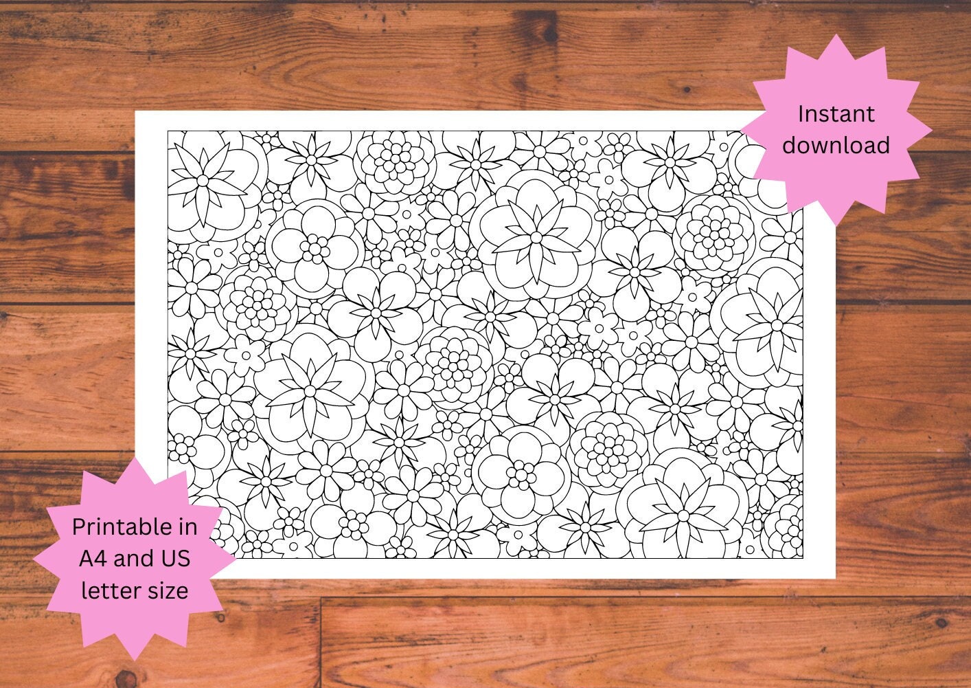 Printable Colouring Page for Adults Floral Collage Adult Colouring Page ...