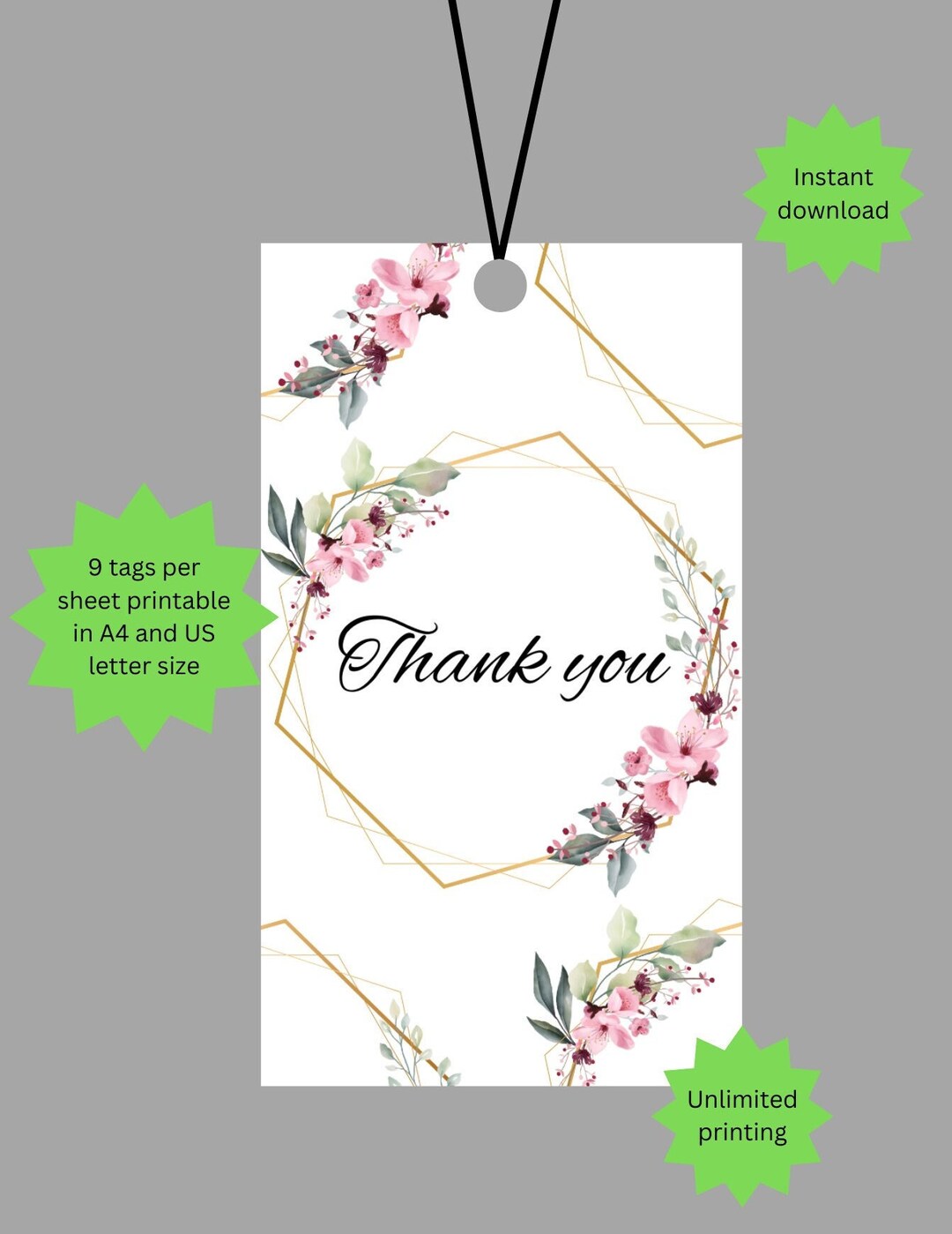 Floral Thank You Gift Tags Printable Gift Tags - Etsy