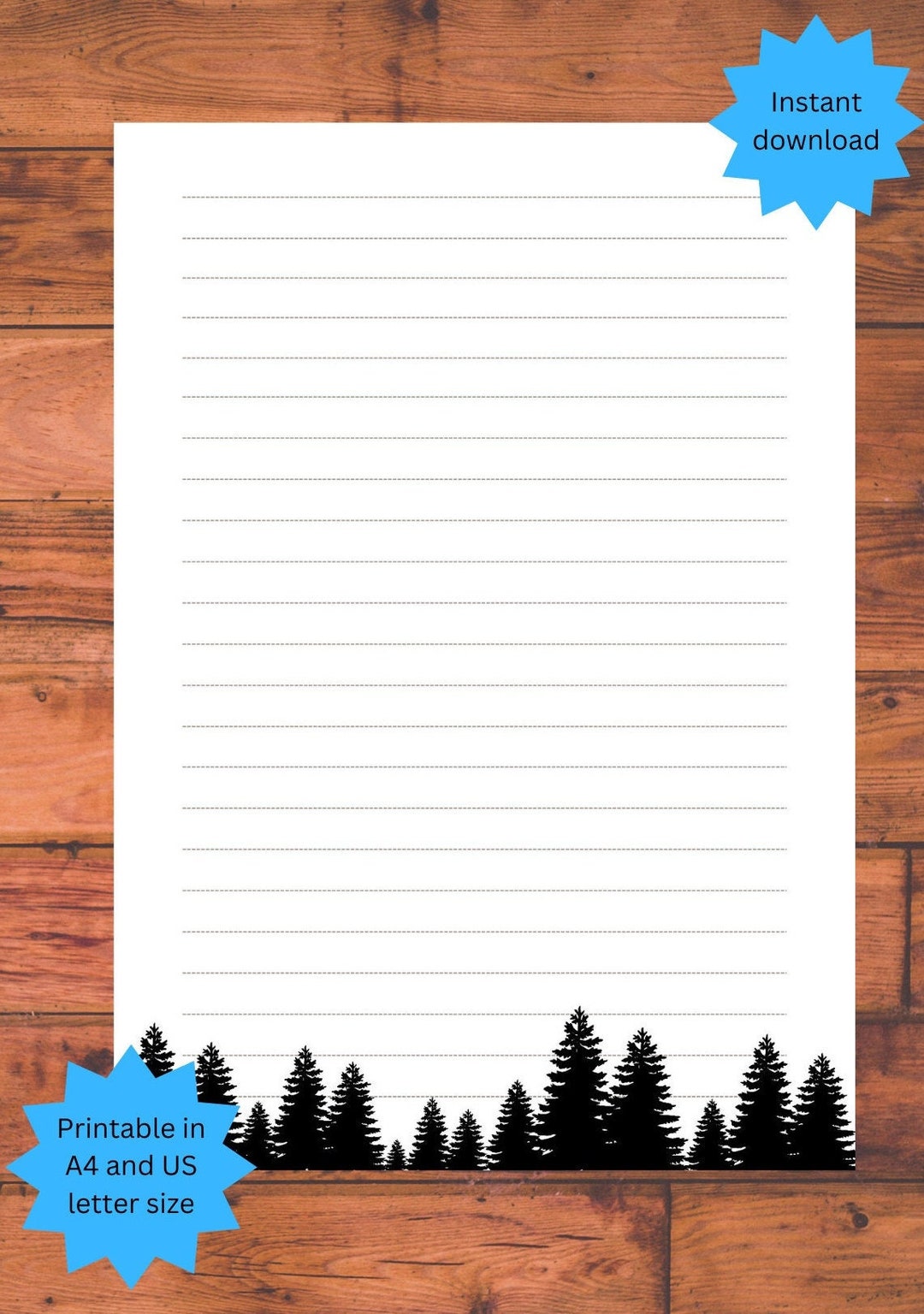 Printable Note Page Tree Silhouetted Lined and Unlined Note Page ...