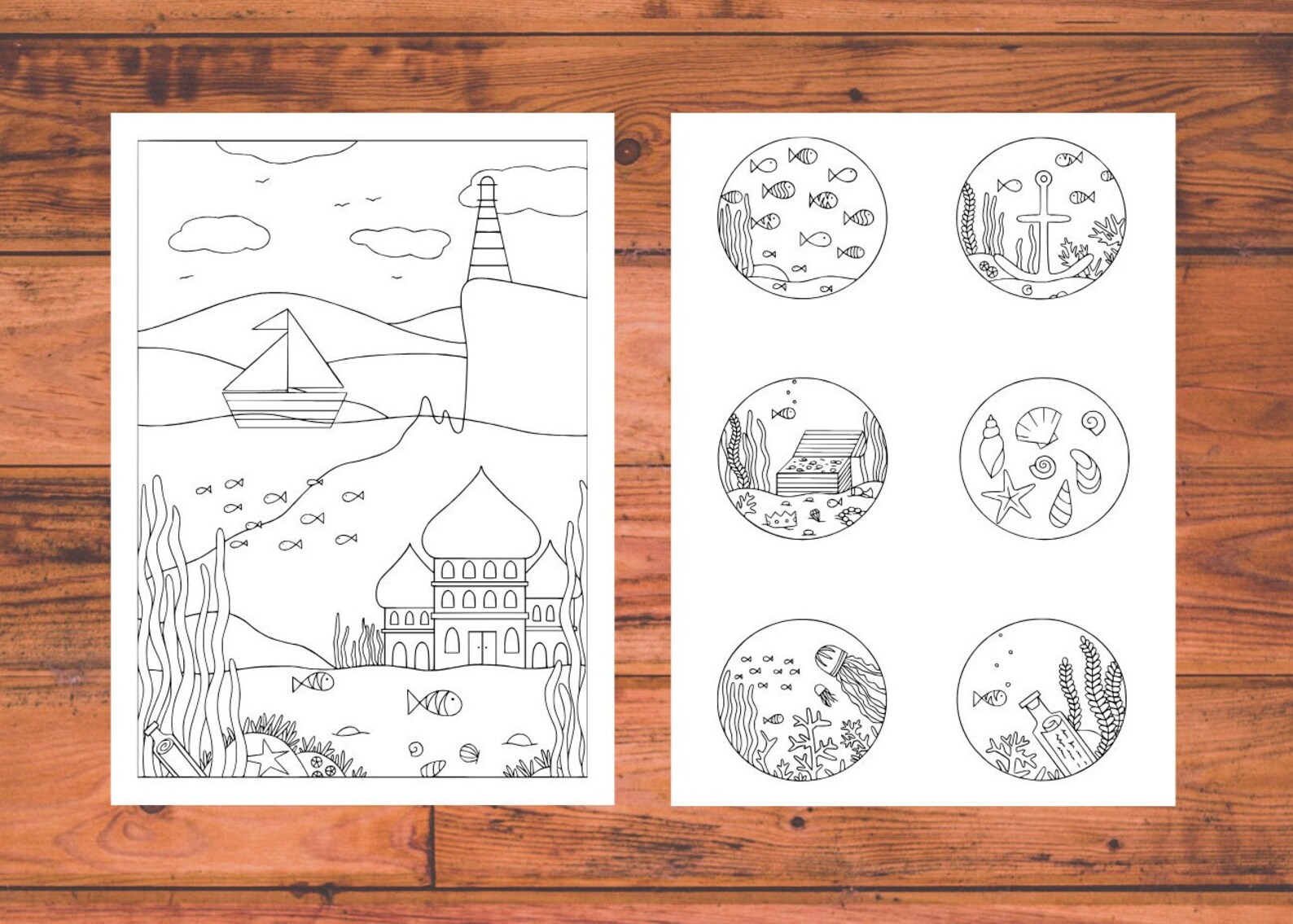 Printable Colouring Page for Adults Ocean Themed Coloring Page ...