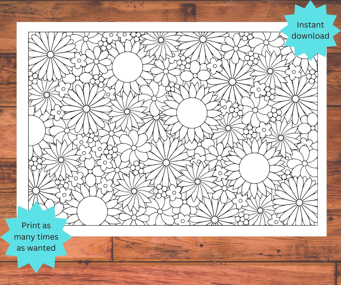 Printable Colouring Page for Adults, Floral Colouring Page Printable in ...