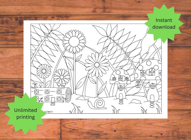 Printable Colouring Page for Adults Fairy Houses Colouring Page ...