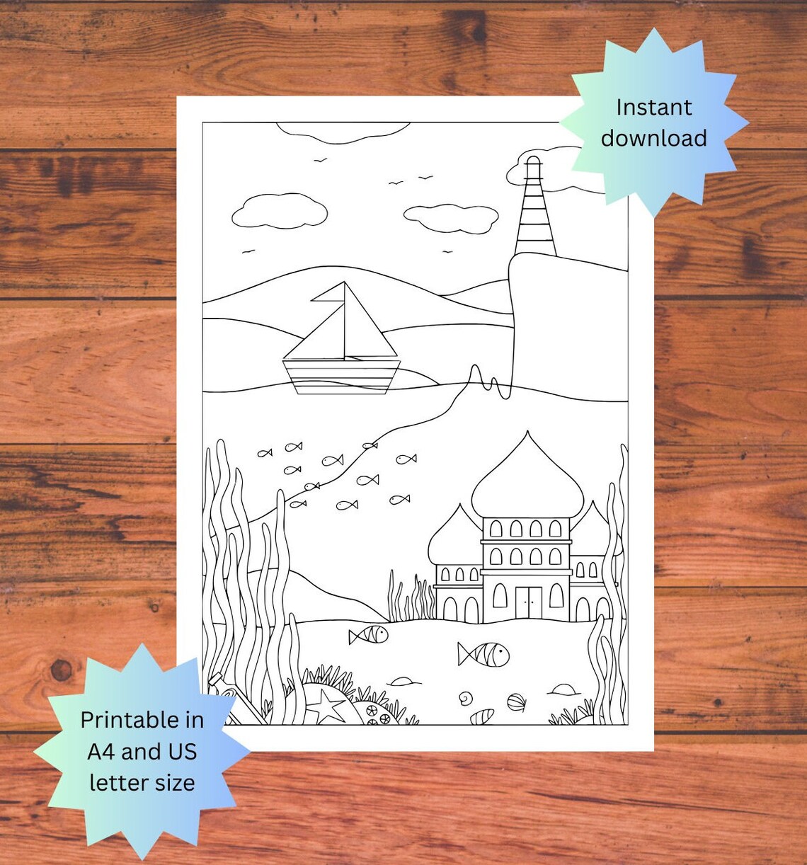 Printable Colouring Page for Adults Ocean Themed Coloring Page ...