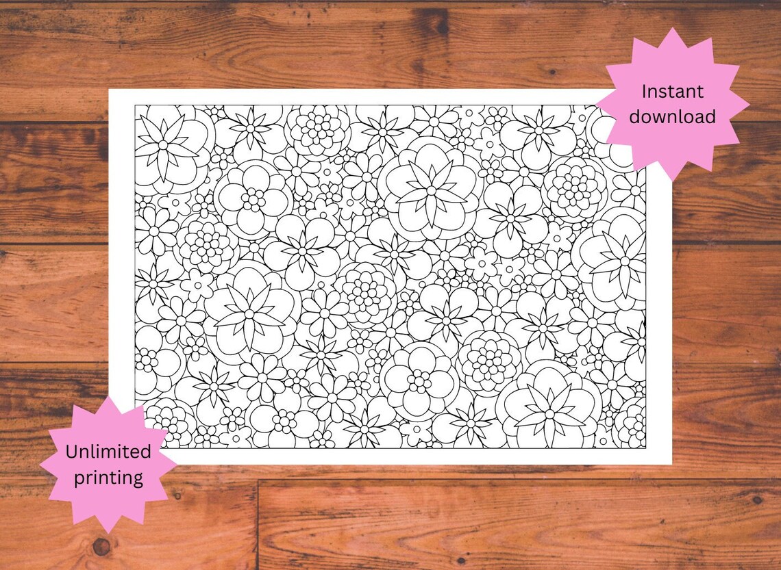Printable Colouring Page for Adults Floral Collage Adult Colouring Page ...