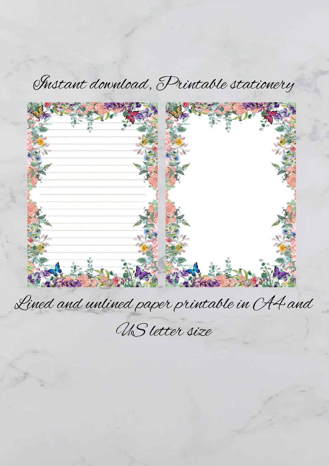 Note Page Printable Note Page Wildflowers and Butterflies Note Page ...