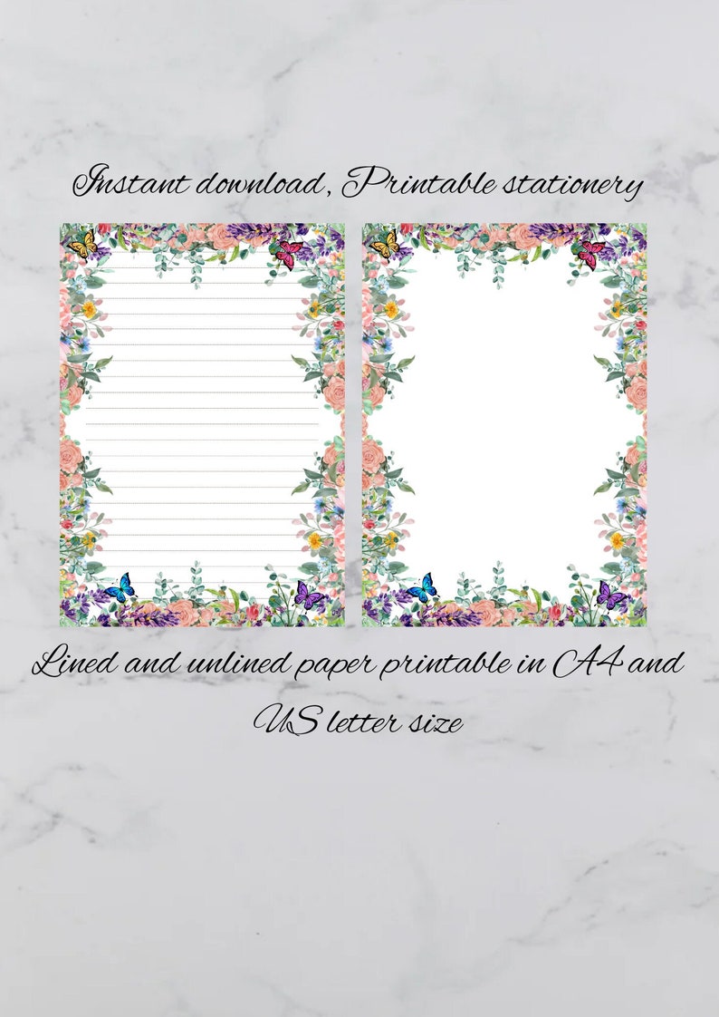 Note Page Printable Note Page Wildflowers and Butterflies Note Page ...